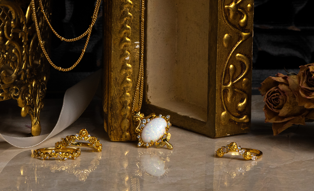 Persephone Opal Leaf Ring